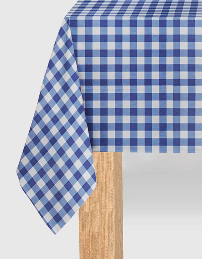 Navy Gingham Paper Tablecloth
