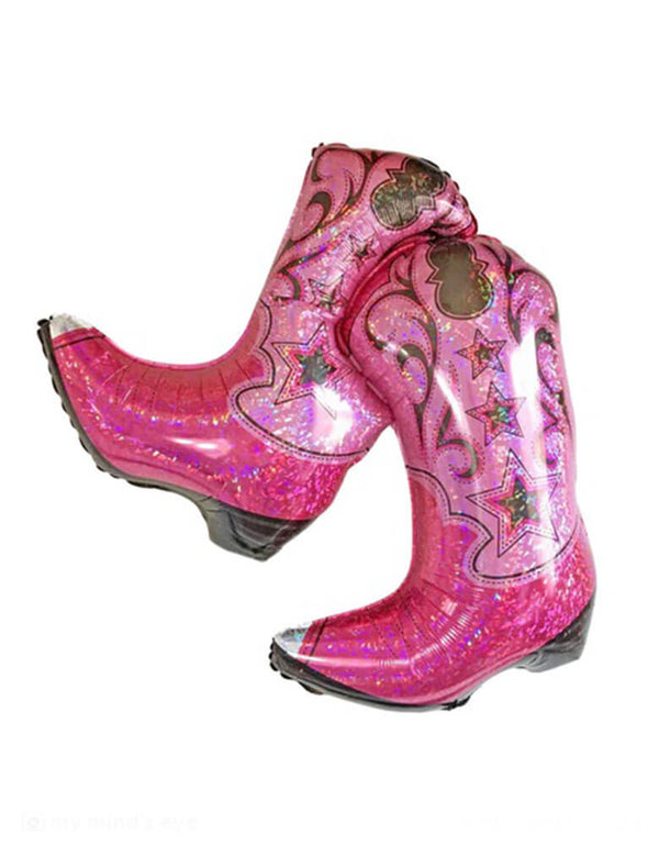 Pink Dancing Cowboy Boots Shaped Foil Balloon