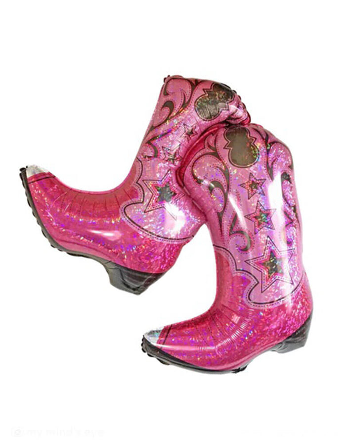 Pink Dancing Cowboy Boots Shaped Foil Balloon