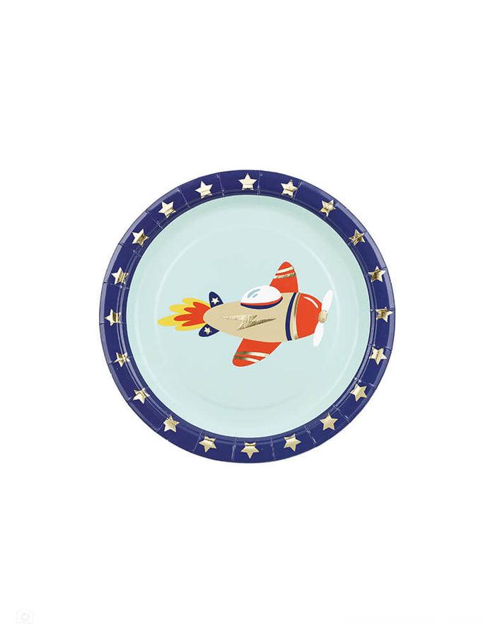 Airplane Round Paper Plates (Set of 6)