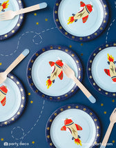 Airplane Round Paper Plates (Set of 6)