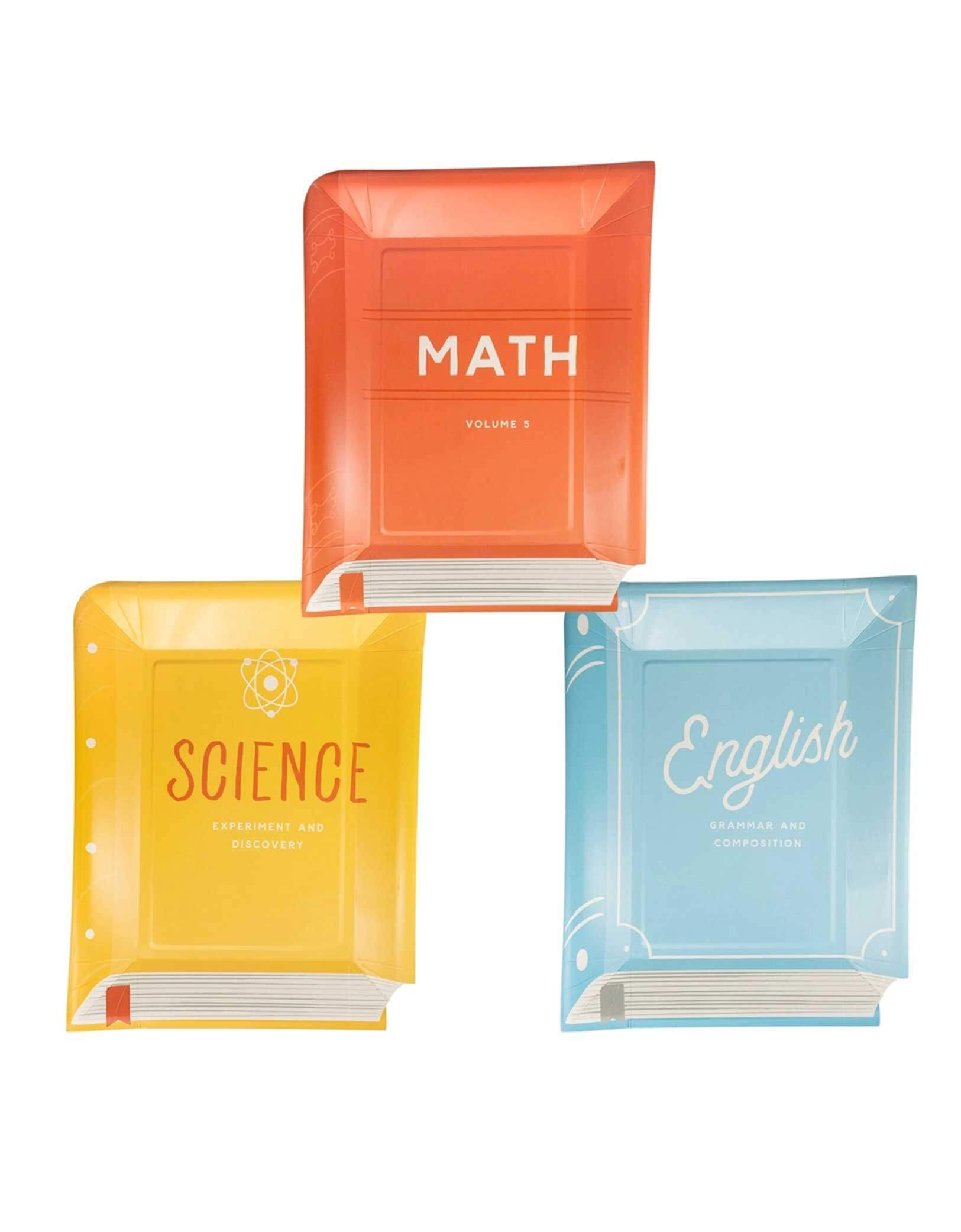 Text Books Shaped Paper Plate Set (Set of 9)