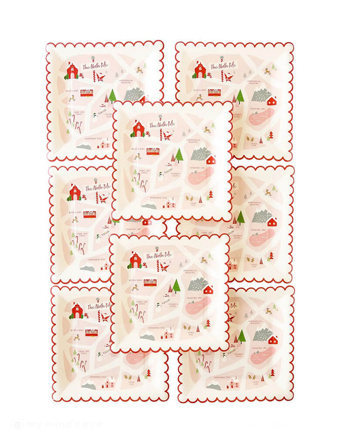 Believe North Pole Map Paper Plates (Set of 8)