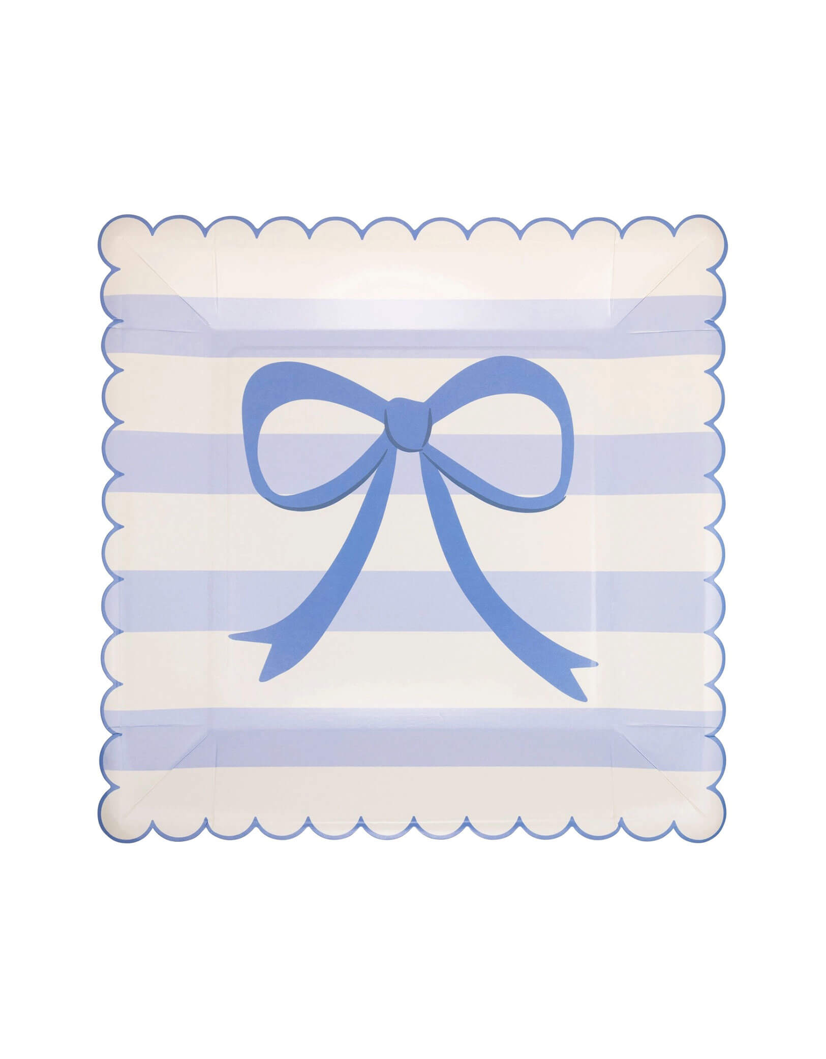 Blue Stripe Bow Paper Plates (Set of 8)