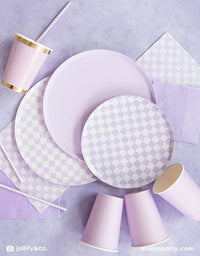 Check It! Purple Checkered Dinner Plates (Set of 8)