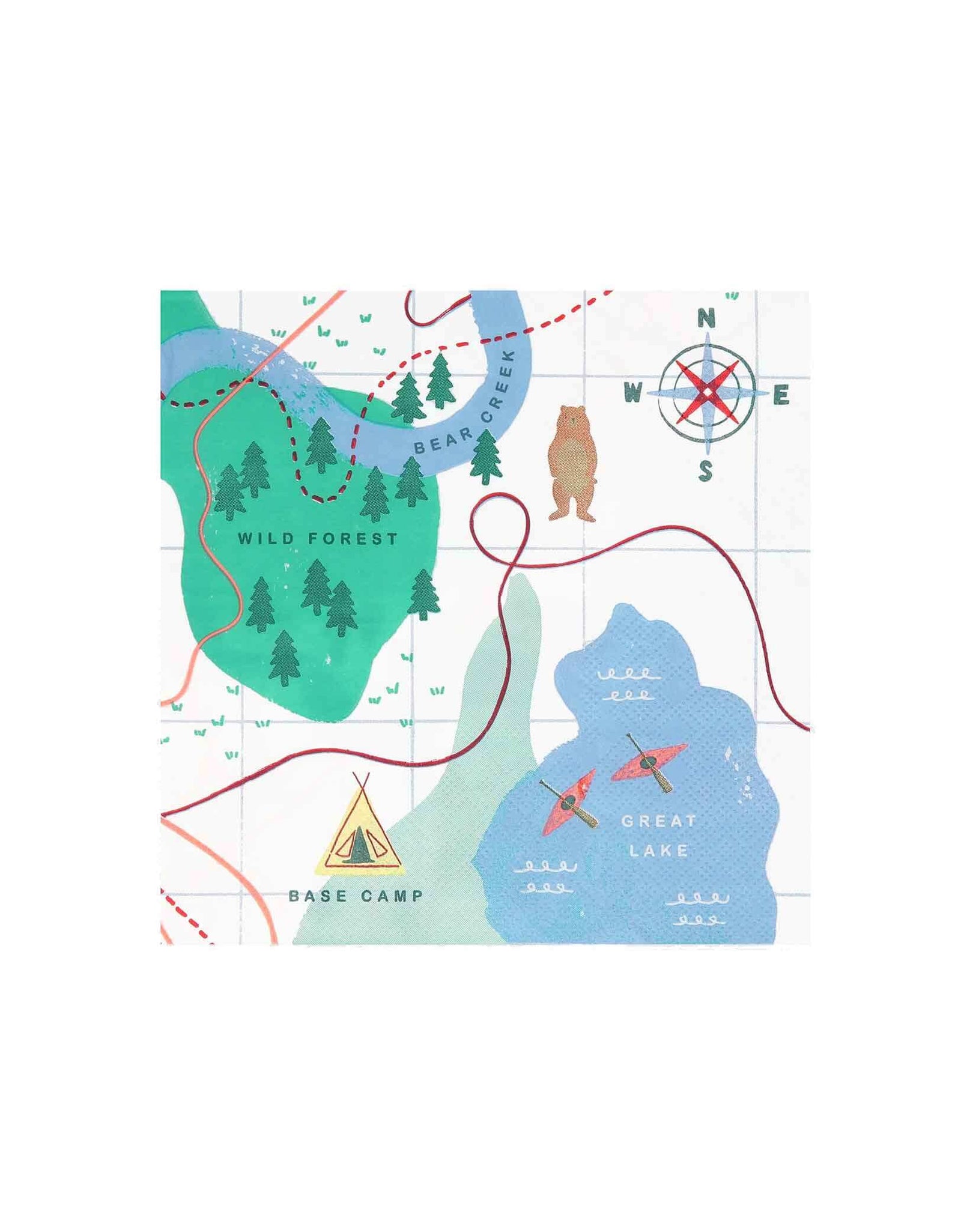 Camping Adventure Map Large Napkins (Set of 16)