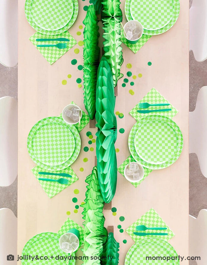 Check It! Lime Green Checkered Dinner Plates (Set of 8)