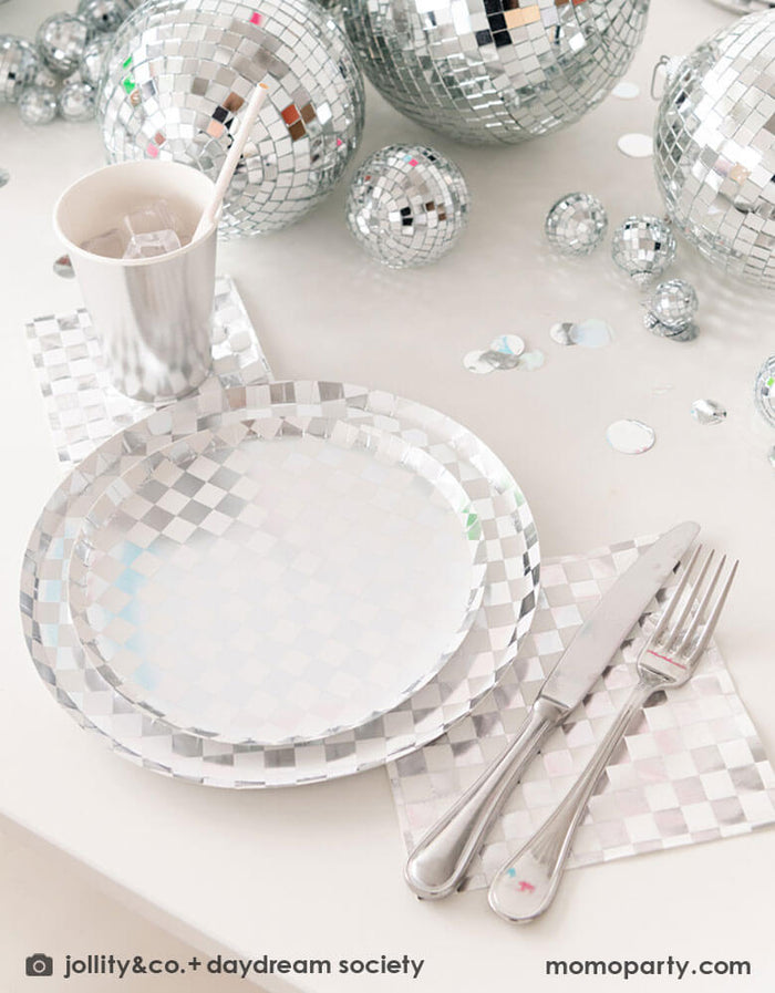 Check It! Silver Checkered Dessert Plates (Set of 8)