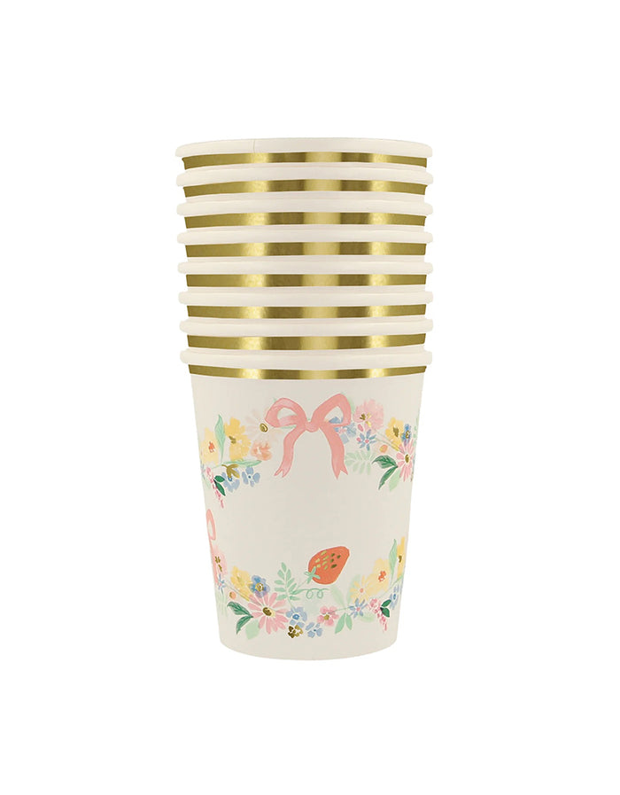 Elegant Floral Cups (Set of 8)