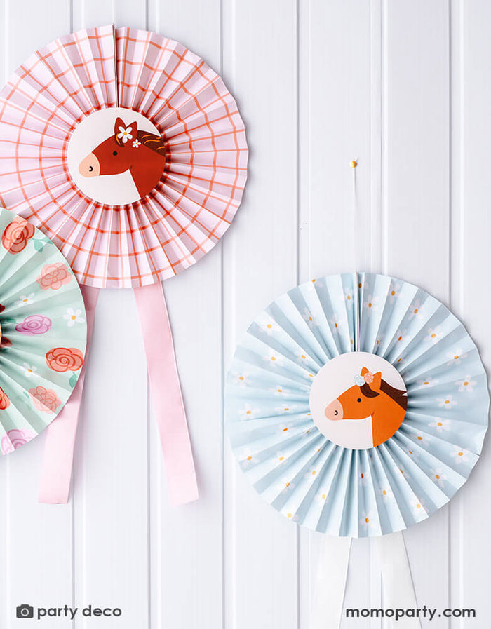 Floral Pony Party Paper Fans (Set of 3)