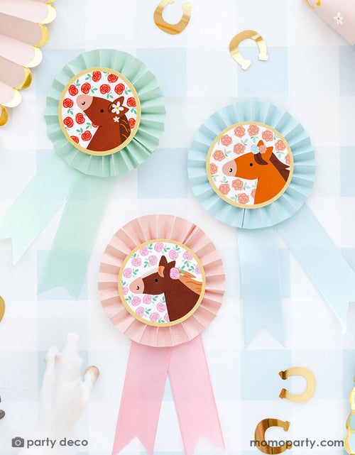 Floral Pony Rosette Ribbons (Set of 3)