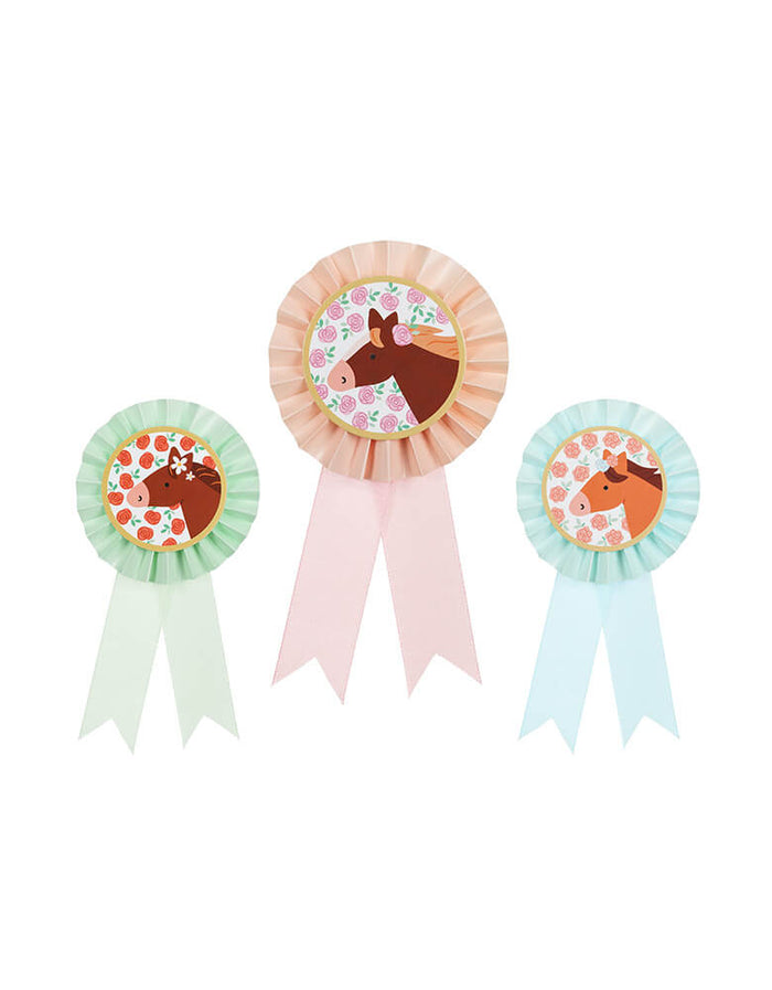 Floral Pony Rosette Ribbons (Set of 3)