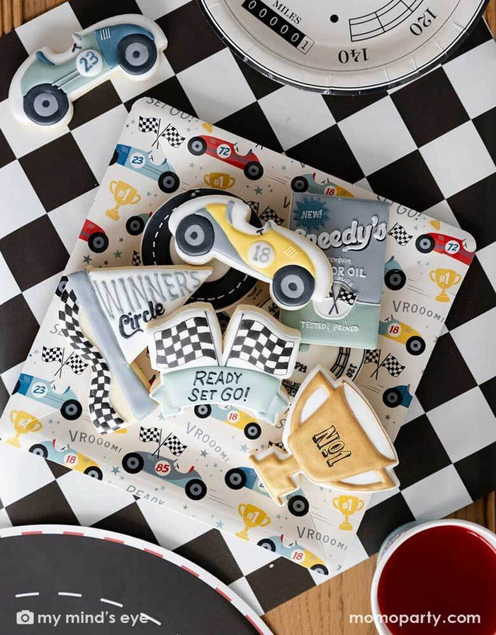 Miles per Hour - Race Car Pattern Plates (Set of 8)