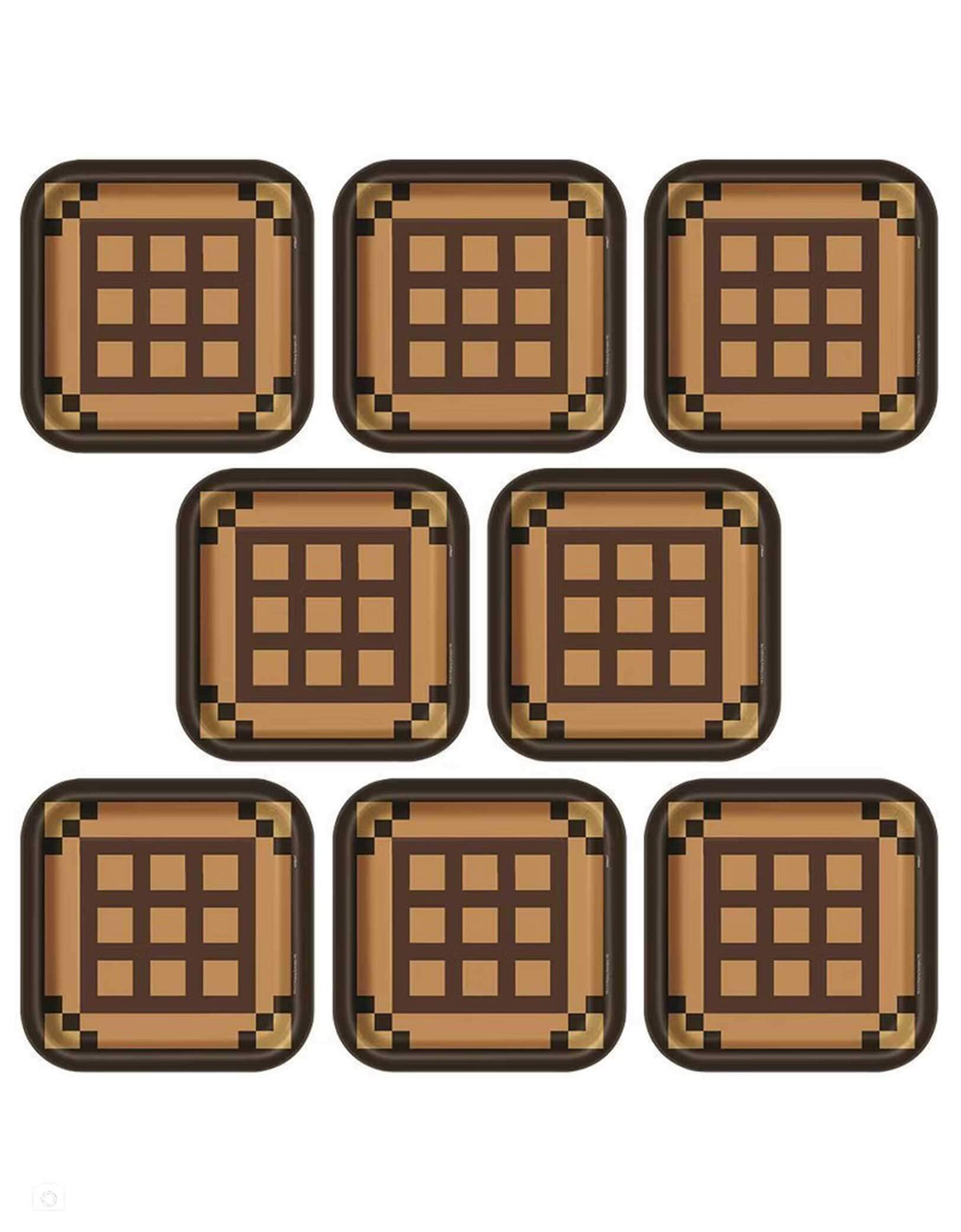 Minecraft Brown Large Paper Plates (Set of 8)