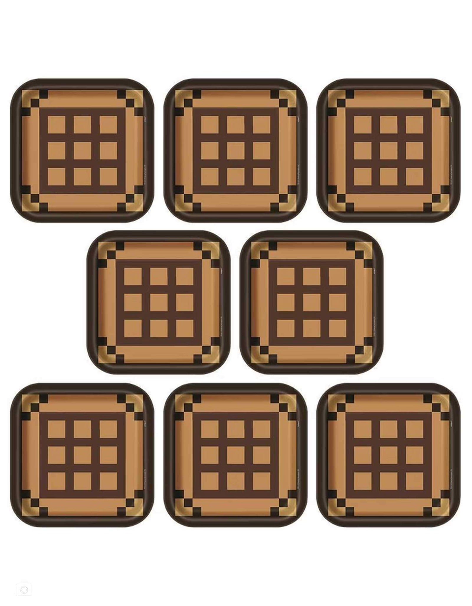Minecraft Brown Large Paper Plates (Set of 8)