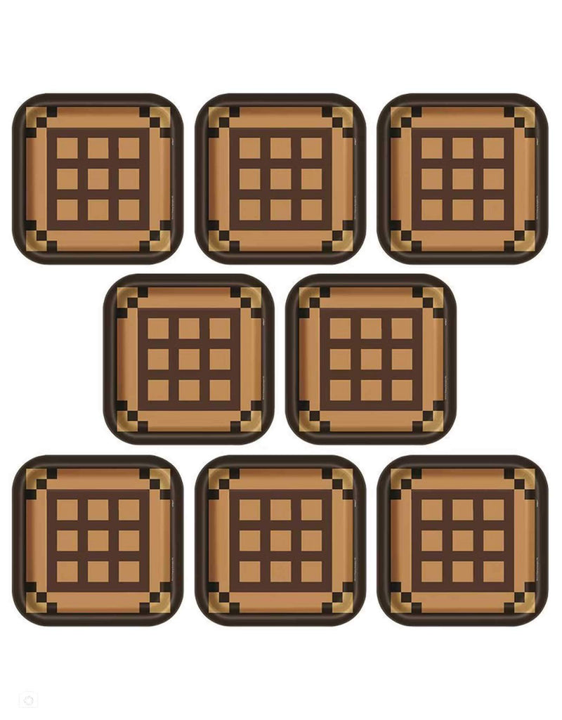 Minecraft Brown Large Paper Plates (Set of 8)