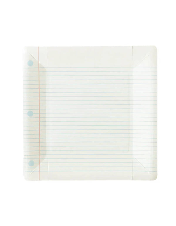 Back To School Notebook Paper Plates (Set of 8)