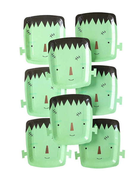 Frank & Mummy Frankenstein Shaped Paper Plates (Set of 8) – Momo Party