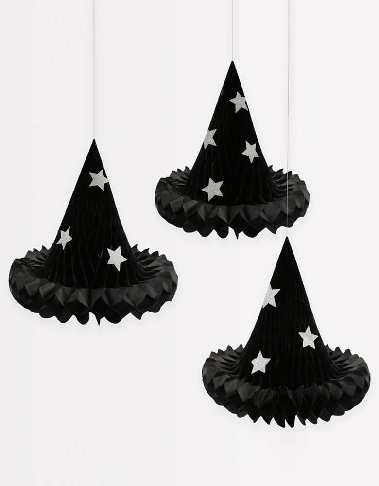 Hanging Honeycomb Witch Hat Decorations (Set of 3)