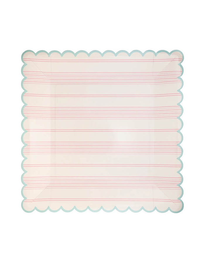 Pastel Striped Paper Plate Set (Set of 8)