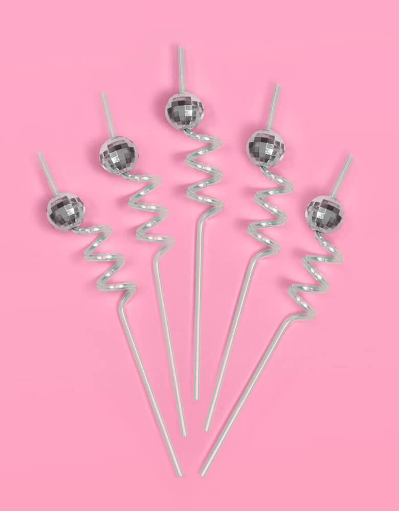 Reusable Disco Party Swirly Straws (Set of 12)
