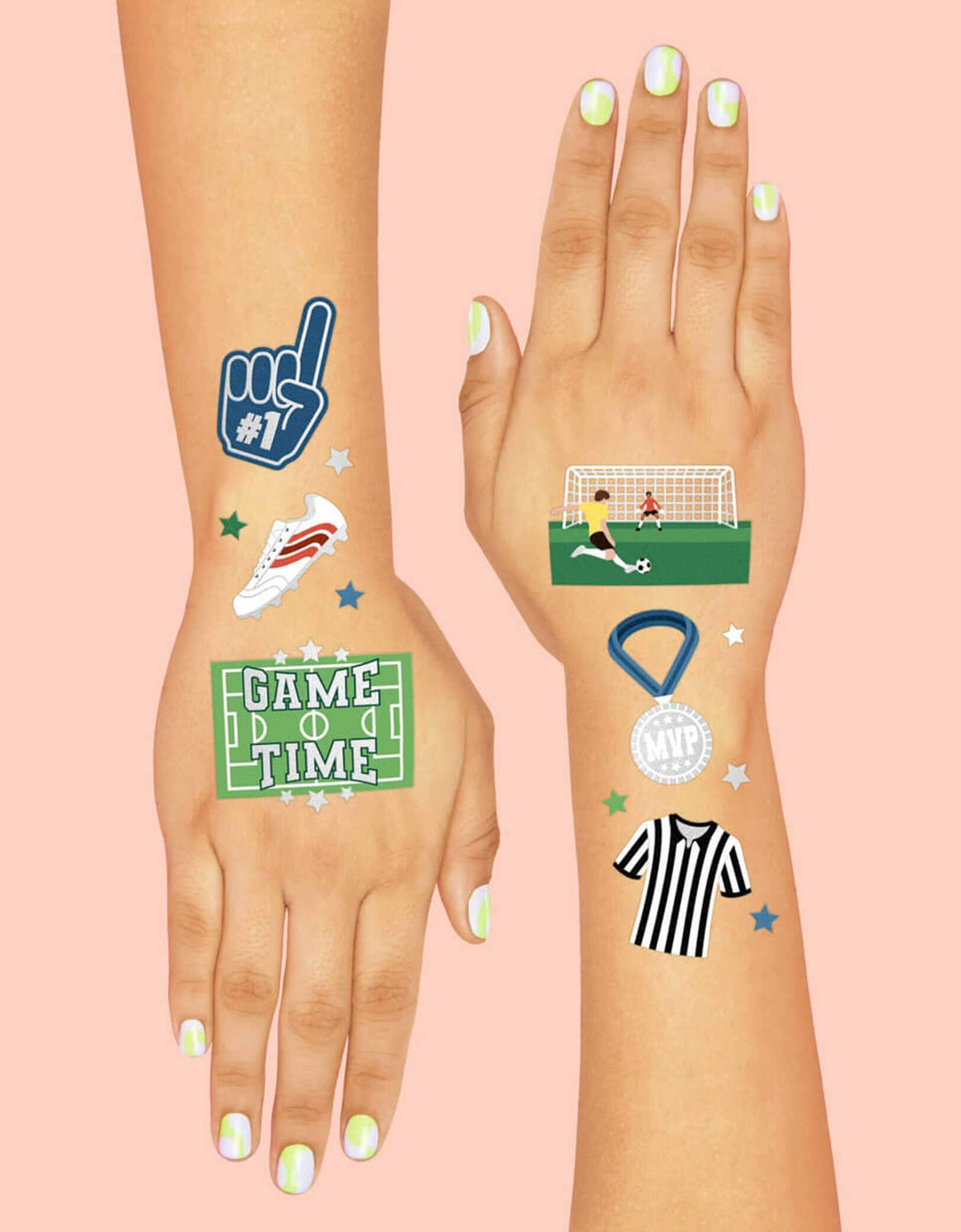 Soccer Kids Temporary Tattoos (Set of 54)