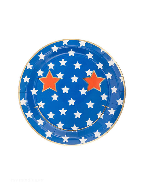 Star & Stripe Smiley Paper Plate Set (Set of 8)