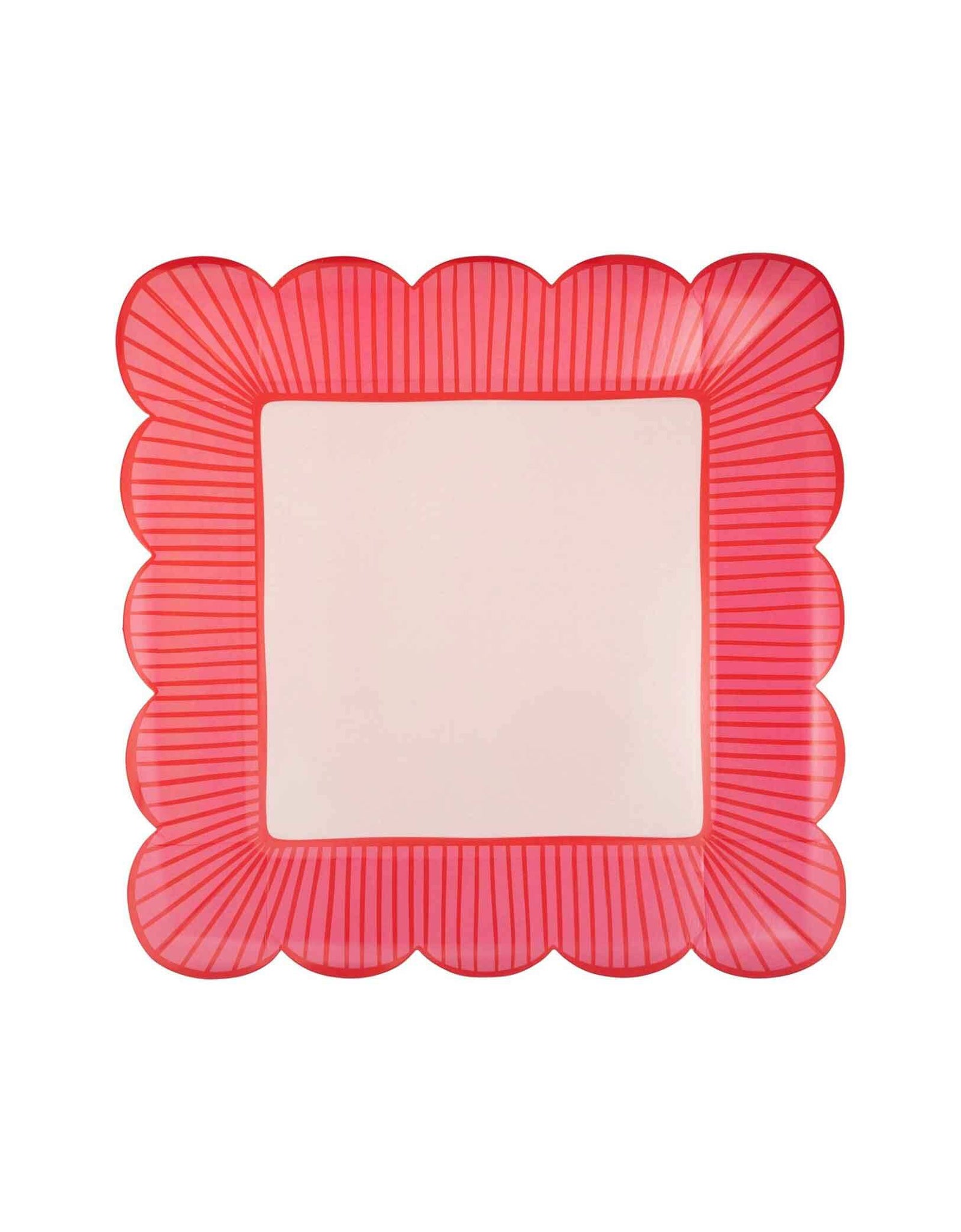 Striped Edge Scalloped Square Plates (Set of 8)