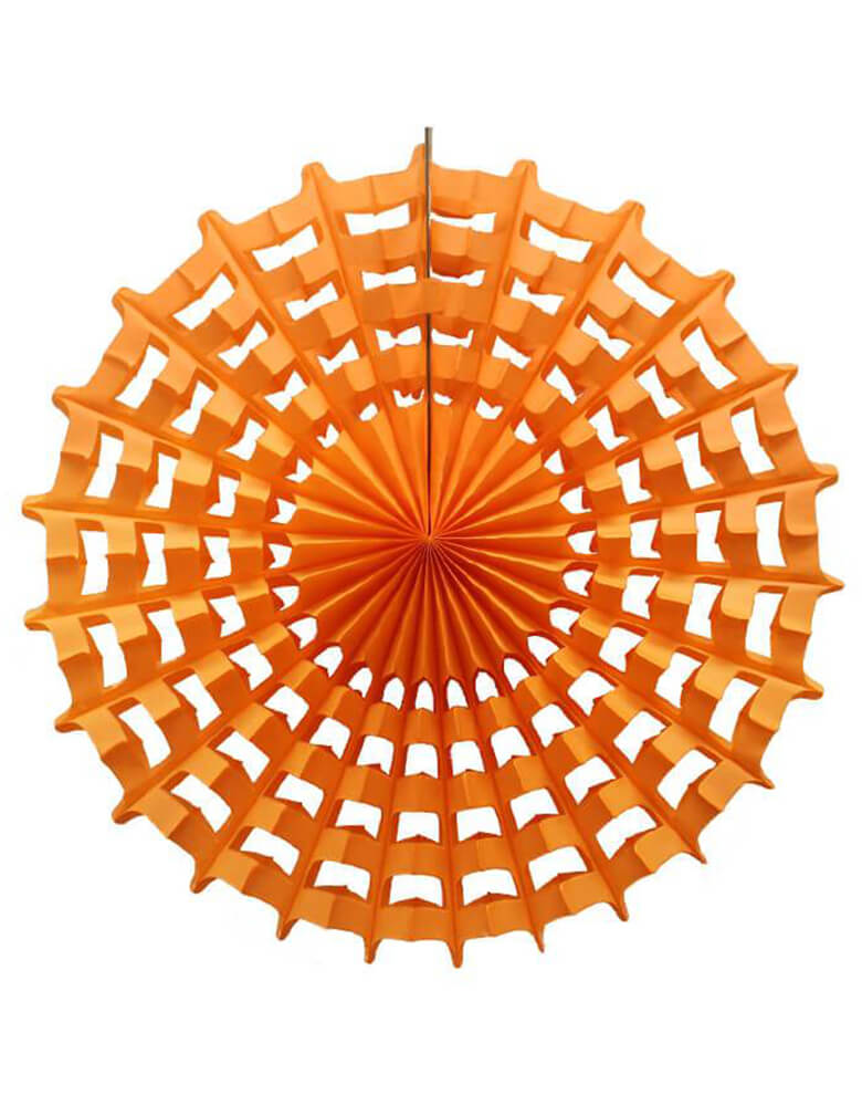 Orange Halloween Spider Web Fan Decoration