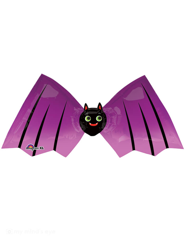 Adorable Purple Bat Foil Mylar Balloon