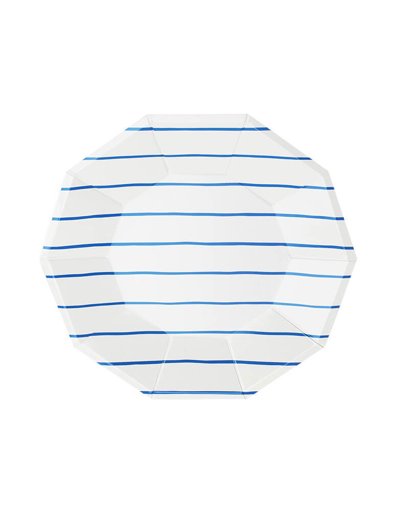 Blue Striped Large Plates (Set of 8)