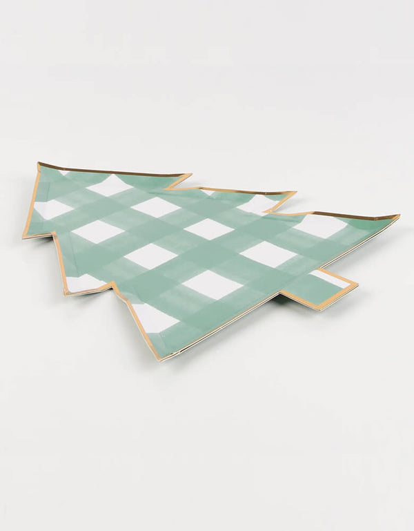 Green Gingham Tree Large Plates (Set of 8)