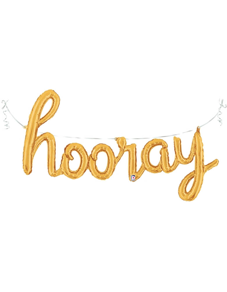 Hooray Gold Script Mylar Balloon Set
