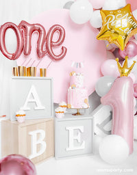 Little Crown Number 1 Pastel Pink Foil Balloon