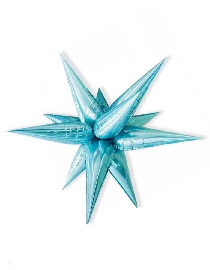 Jumbo 12 Point Metallic Light Blue Starburst Foil Balloon