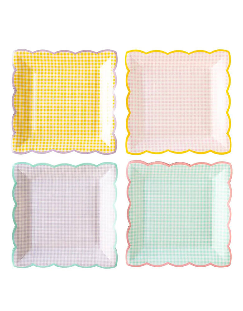 Mixed Gingham Plates (Set of 8)