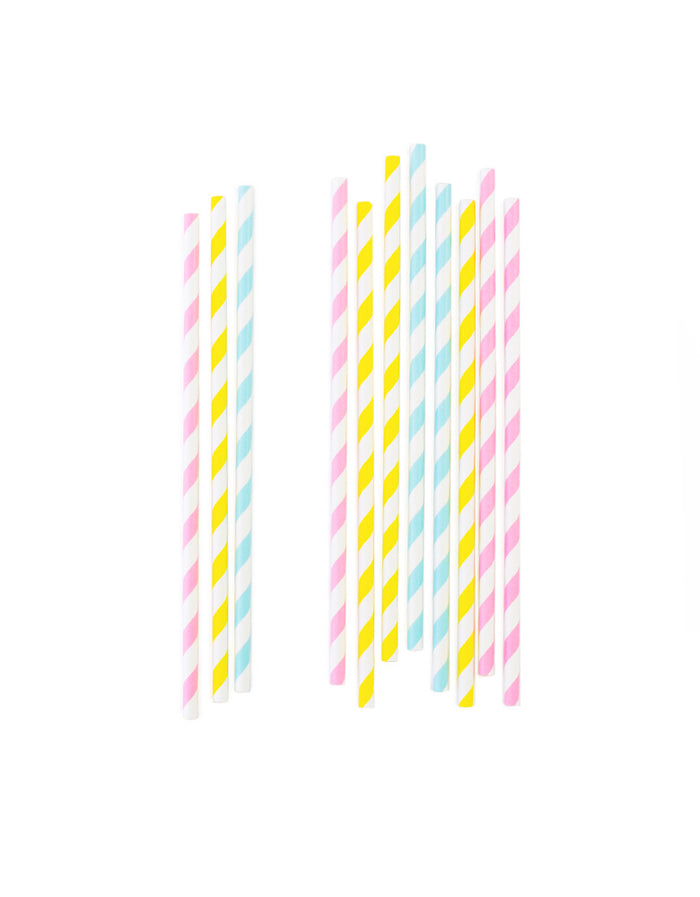 Mixed Pastel Striped Straws (Set of 25)