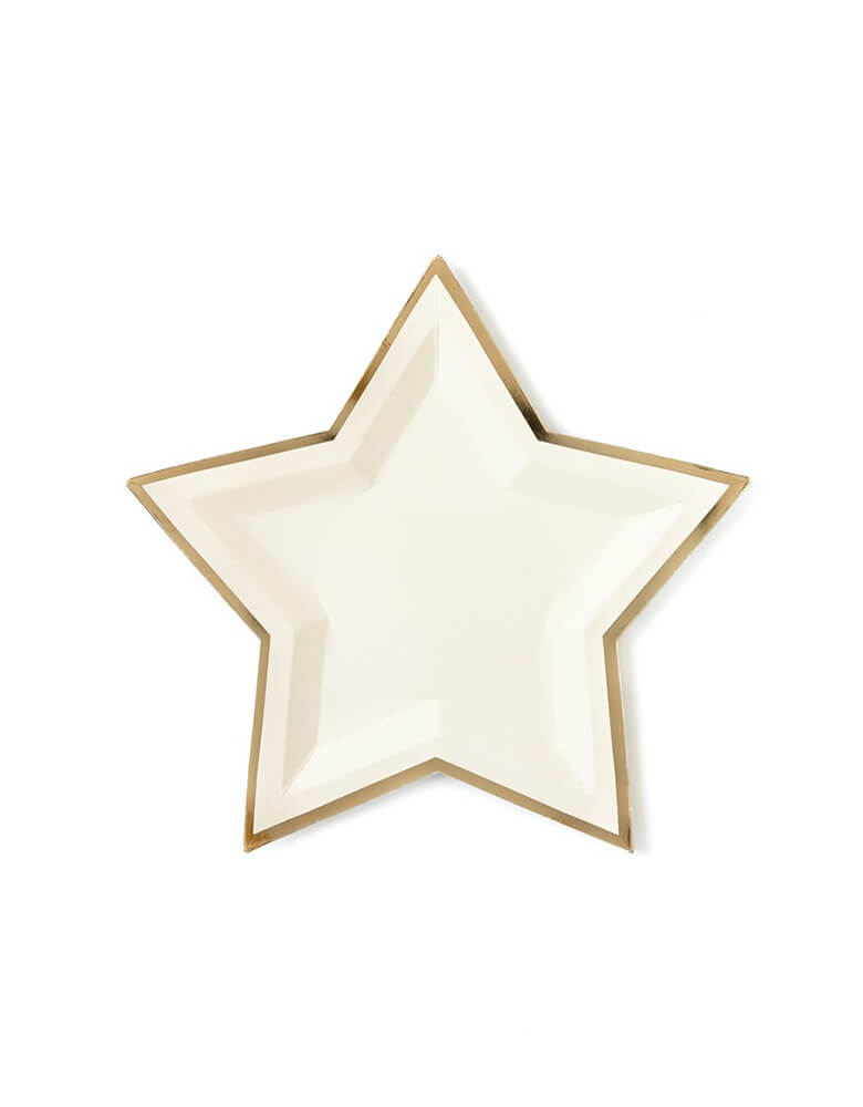 Cream Star Shaped Gold Foiled Plates (Set of 8)