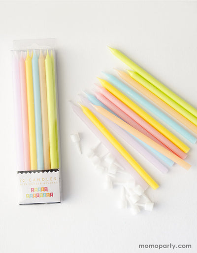 Pastel Rainbow Gradient Birthday Candle Set (Set of 12)
