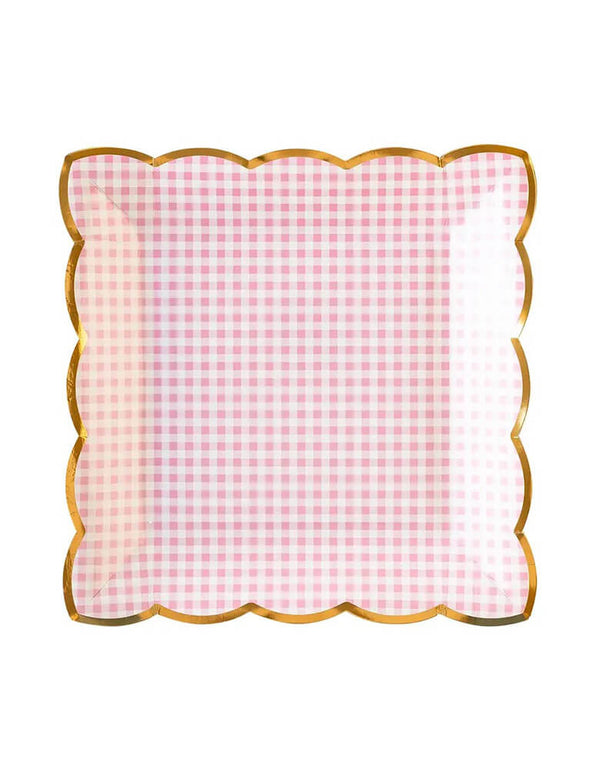 Pink Gingham Plates (Set of 8)