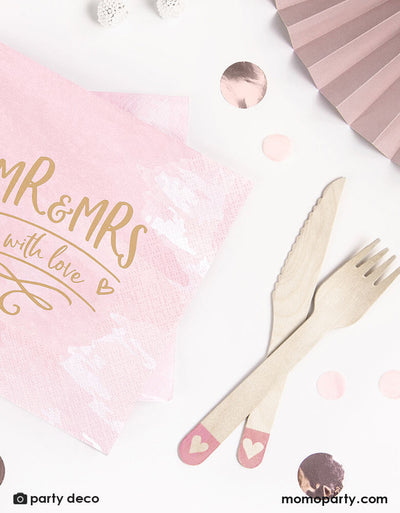 Pink Heart Wooden Cutlery Set (Set of 18)