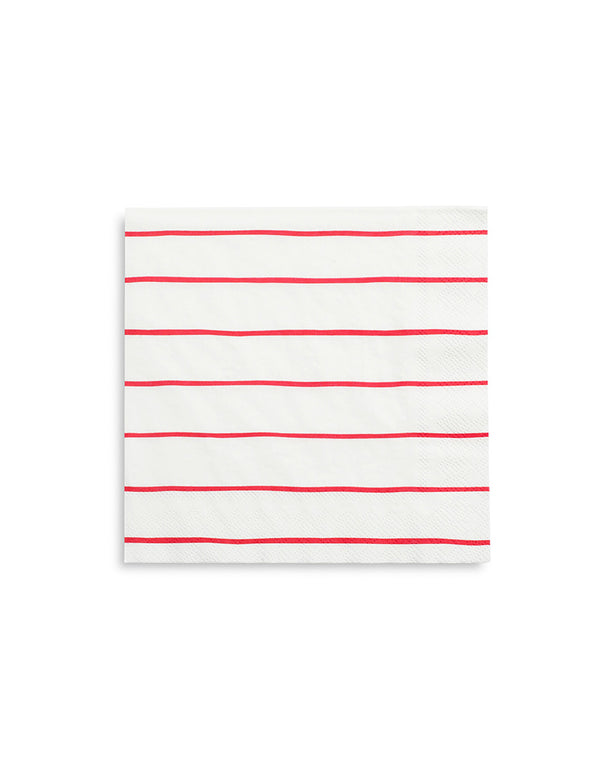 Red Striped Large Napkins (Set of 16)