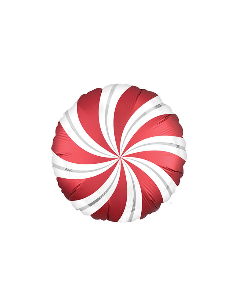 Red Satin Candy Swirls Foil Mylar Balloon