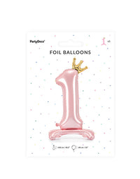 Standing Number 1 Pastel Pink Foil Balloon