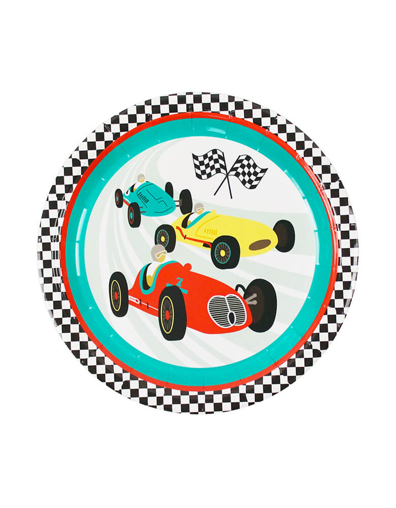 Vintage Race Car Round Plates (Set of 12)