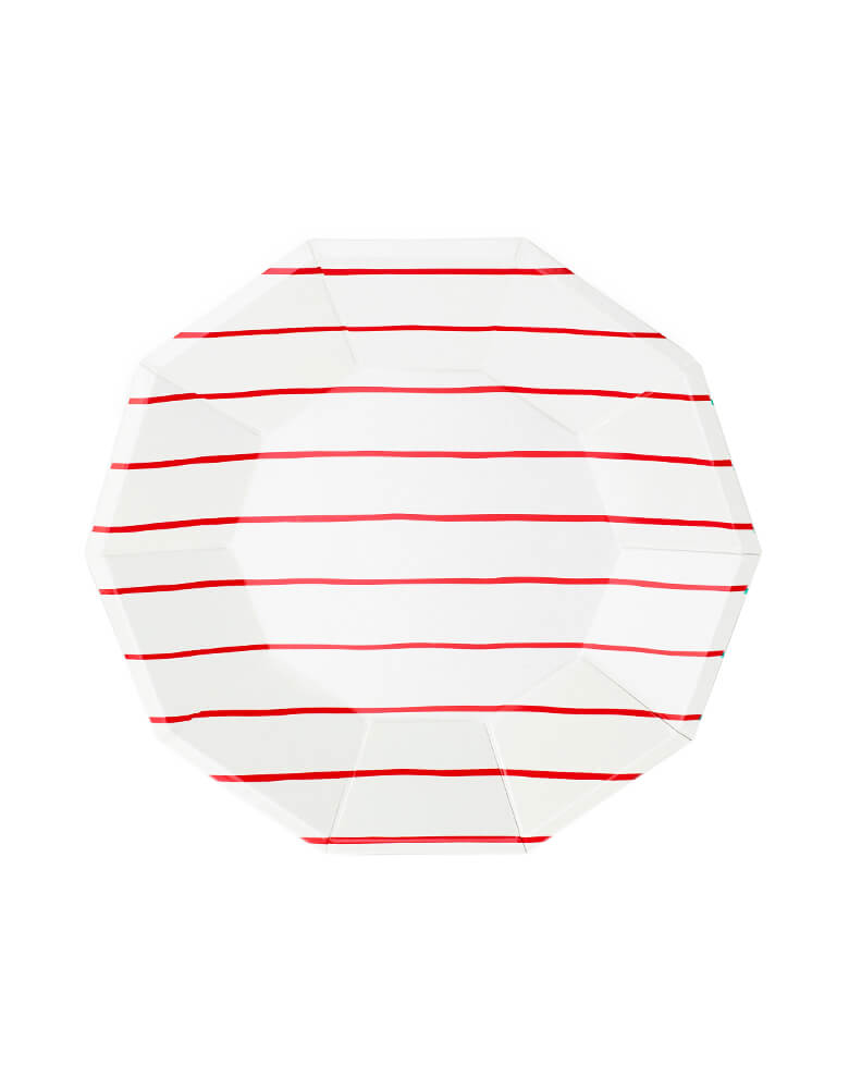 Red Striped Large Plates (Set of 8)